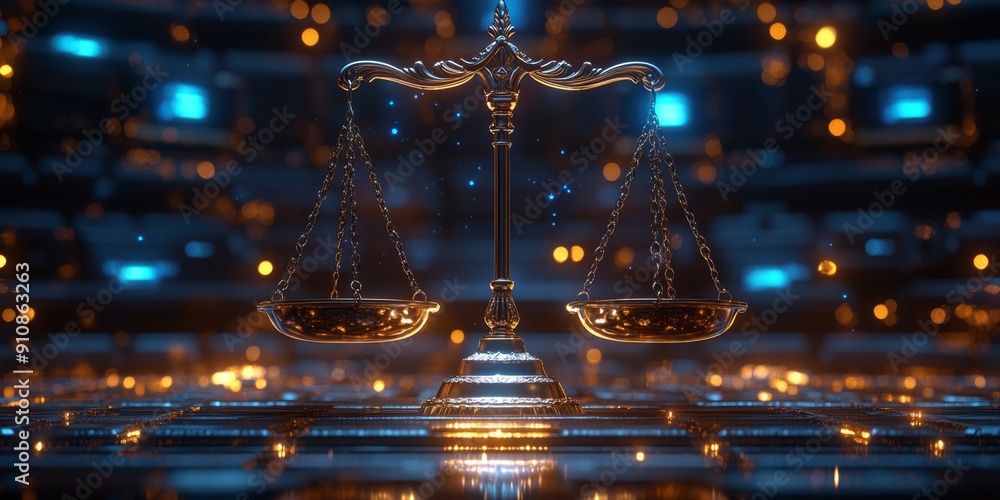 Futuristic Legal Justice: Digital Scales and AI Connections Illuminate ...