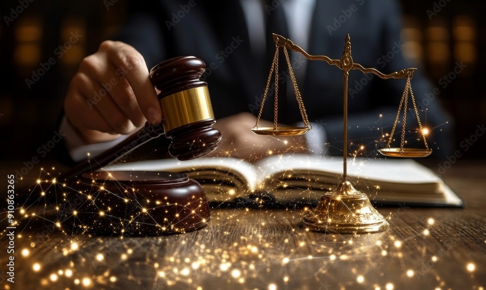 Futuristic Legal Justice: Digital Scales and AI Connections Illuminate ...