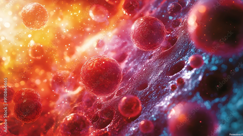 Poster showing anemia through a collection of different body cells ...