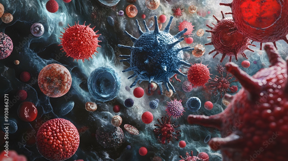 Collage artwork illustrating anemia with different types of body cells ...