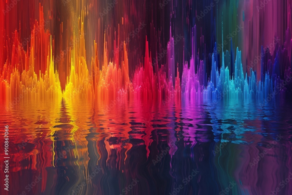 A vibrant image showcasing water reflecting the complete spectrum of ...
