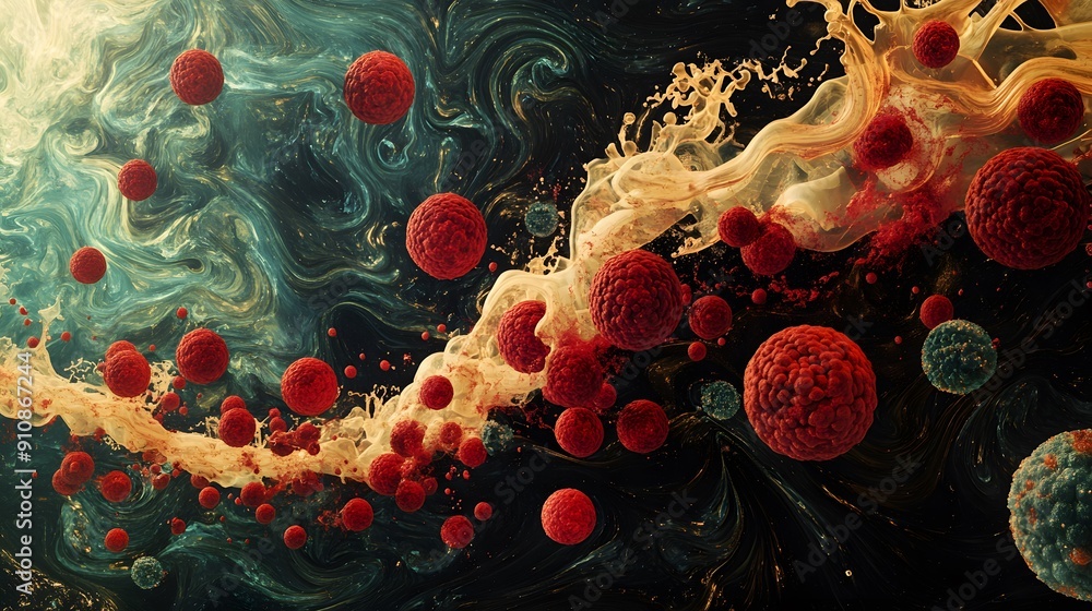 Collage depicting anemia with an array of body cells, focusing on the ...