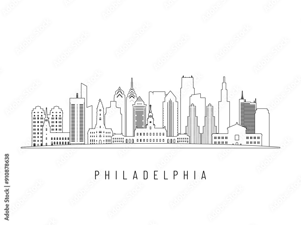 Detailed Philadelphia skyline vector illustration. Philadelphia ...