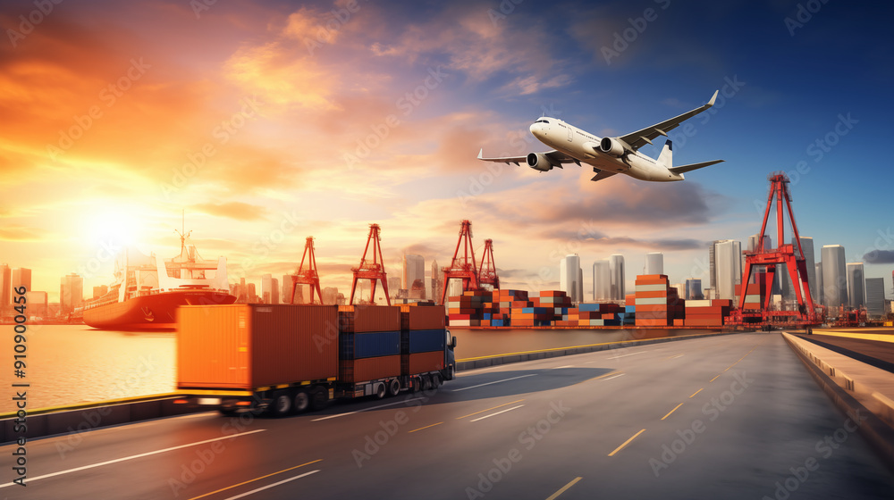Transportation and logistics. Global business, logistic import export ...