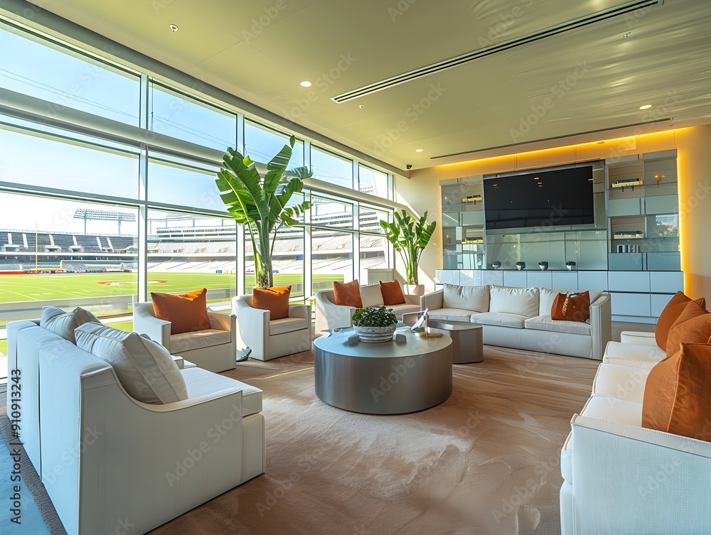 Luxurious VIP Lounge at a Modern Stadium with Comfortable Seating and ...