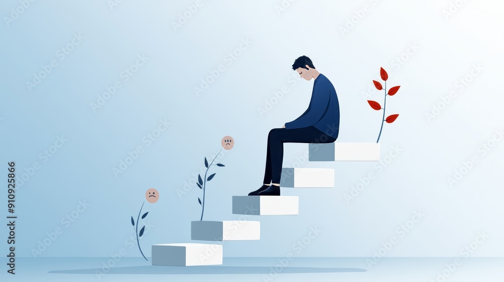 A clear, minimalist chart depicting the stages of grief with simple ...