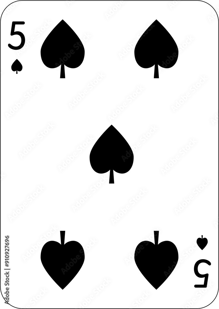 5 of spades. One playing card, illustration Stock Photo | Adobe Stock