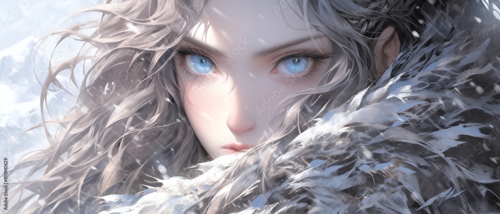hyper realistic highly detailed beautiful viking goddess of cold and ...