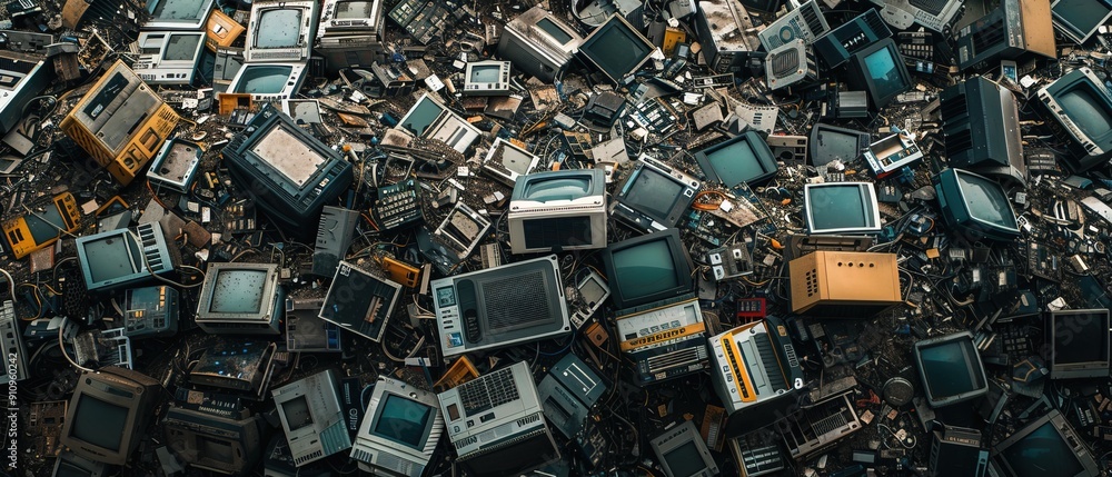 Waste full of electronics, recycling, E-waste heap from discarded ...