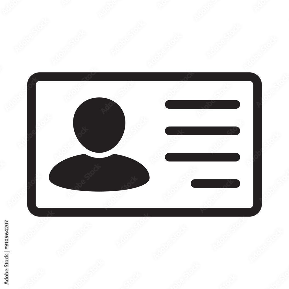 ID Card icon. Employee clerk card, driver license, Identification card ...