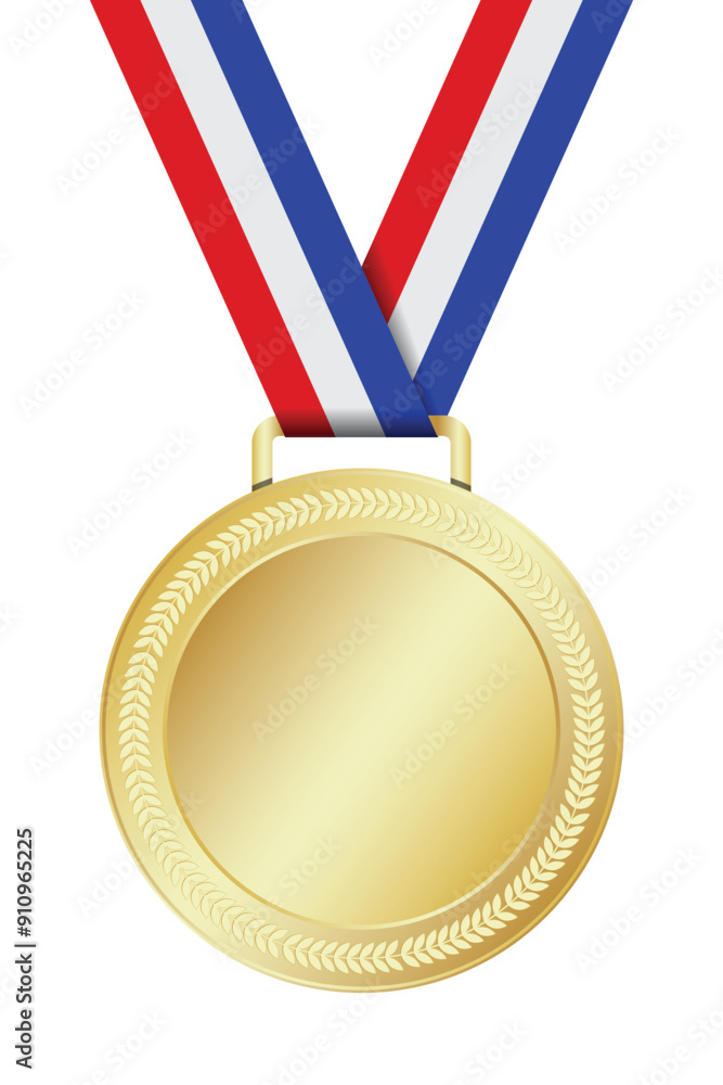 Realistic gold medal mockup. Gold medal with ribbon. Design winner golden medal prize. Winner ...