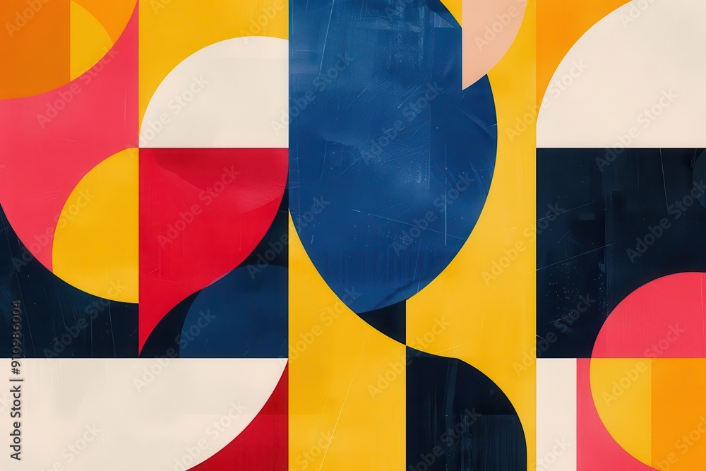 abstract geometric composition featuring interlocking shapes in bold ...