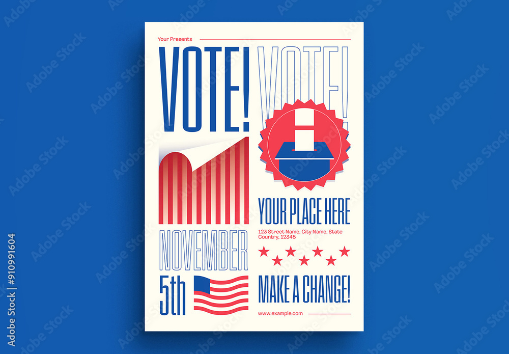 White Flat Design Vote Make a Change Flyer Layout Stock Template ...