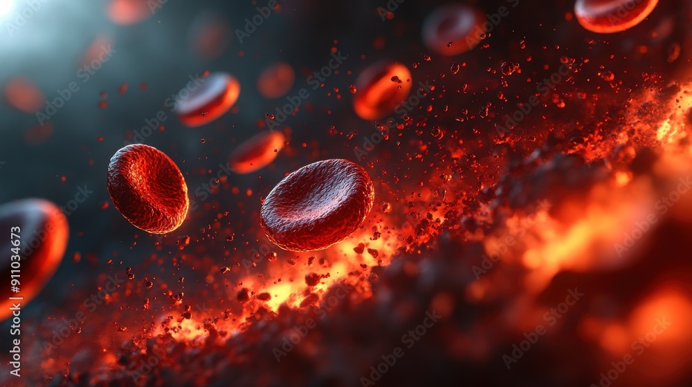 An illustration of red blood cells being destroyed prematurely in ...