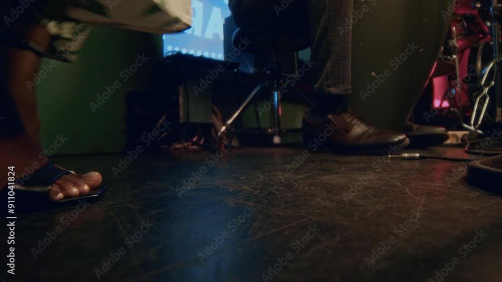 Close up view of legs of unrecognisable Black female singer dancing ...