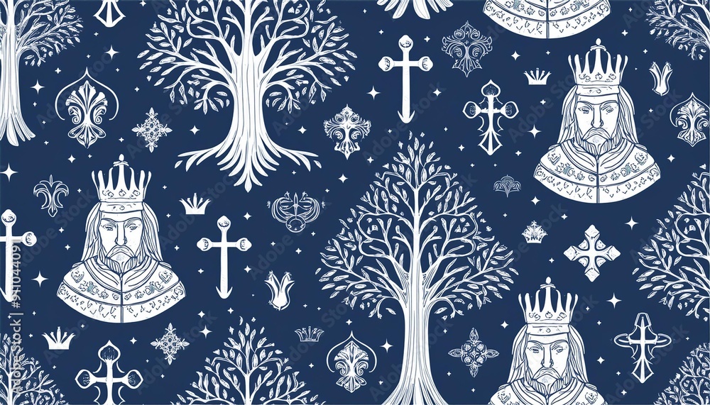 Medieval astrology seamless pattern. Ancient book vector illustration ...