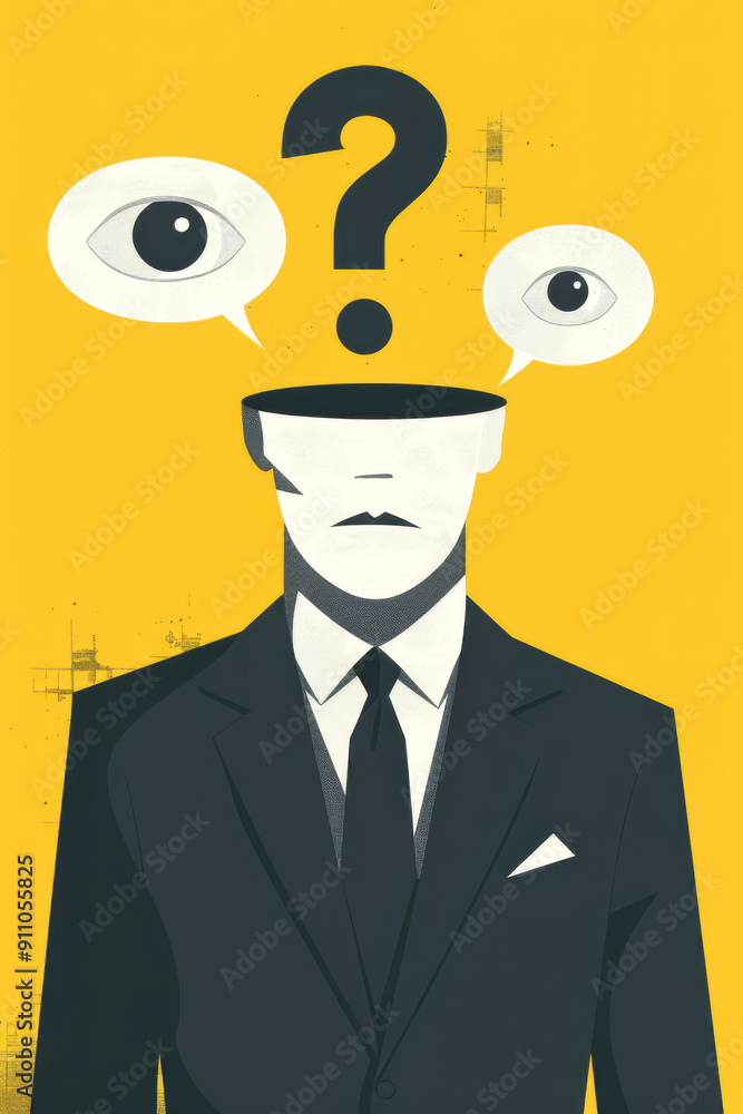 Conceptual Illustration of Confusion and Ideas. A stylized image of a ...