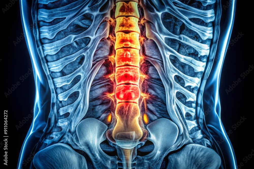 Detailed MRI scan of lumbosacral spine showing back muscle spasm, mild ...