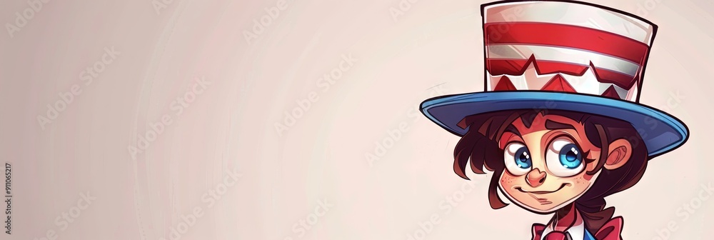 cute 2D modern cartoon female Uncle Sam (Aunt Samantha?), kawaii ...