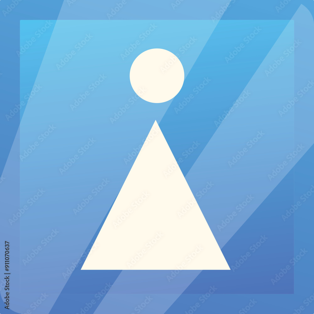 Blue square icon with abstract female toilet sign for indicating ladies ...