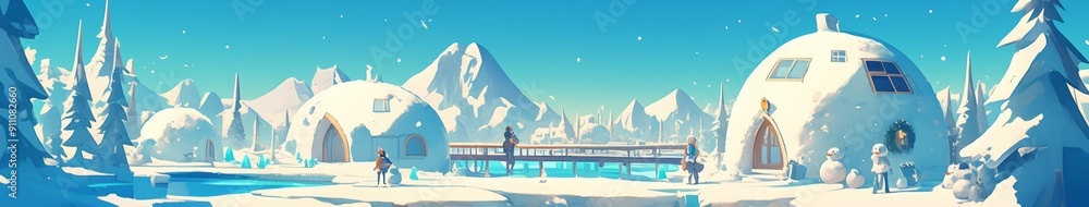 Enchanting Winter Wonderland: Anime-Style Christmas Scene with Eskimo ...