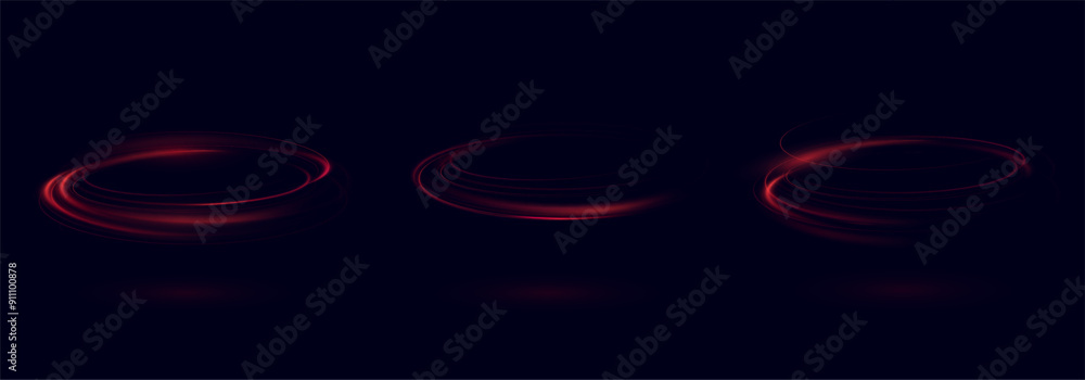 Red neon ring. Luminous circle. Glow effect. Round light frame ...