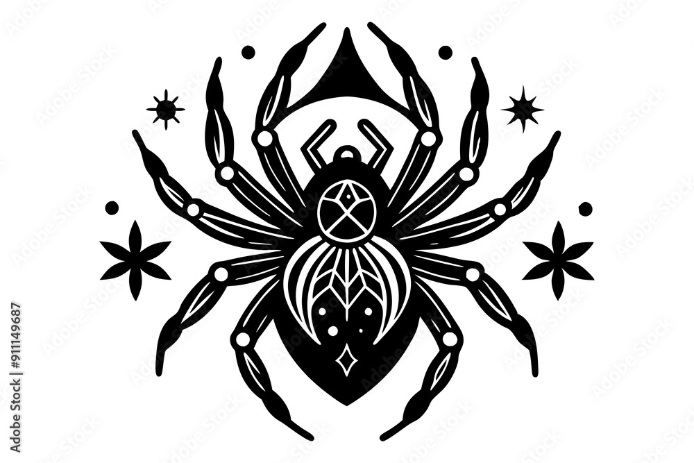 A luxurious and magical logo featuring a tarantula with elements of a ...