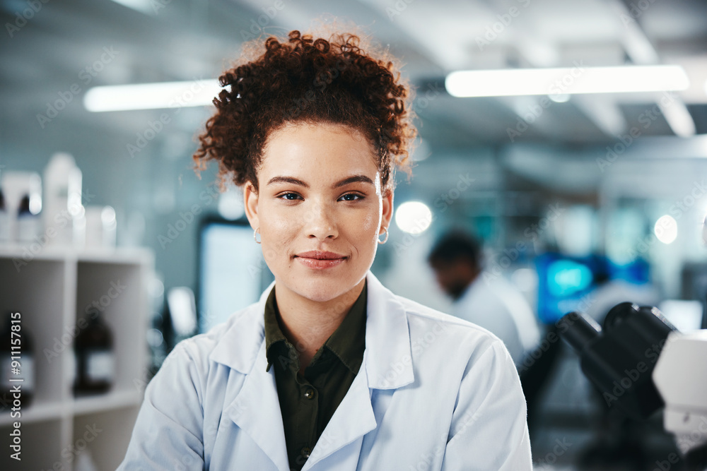 Scientist, research and portrait of woman in lab for analysis ...