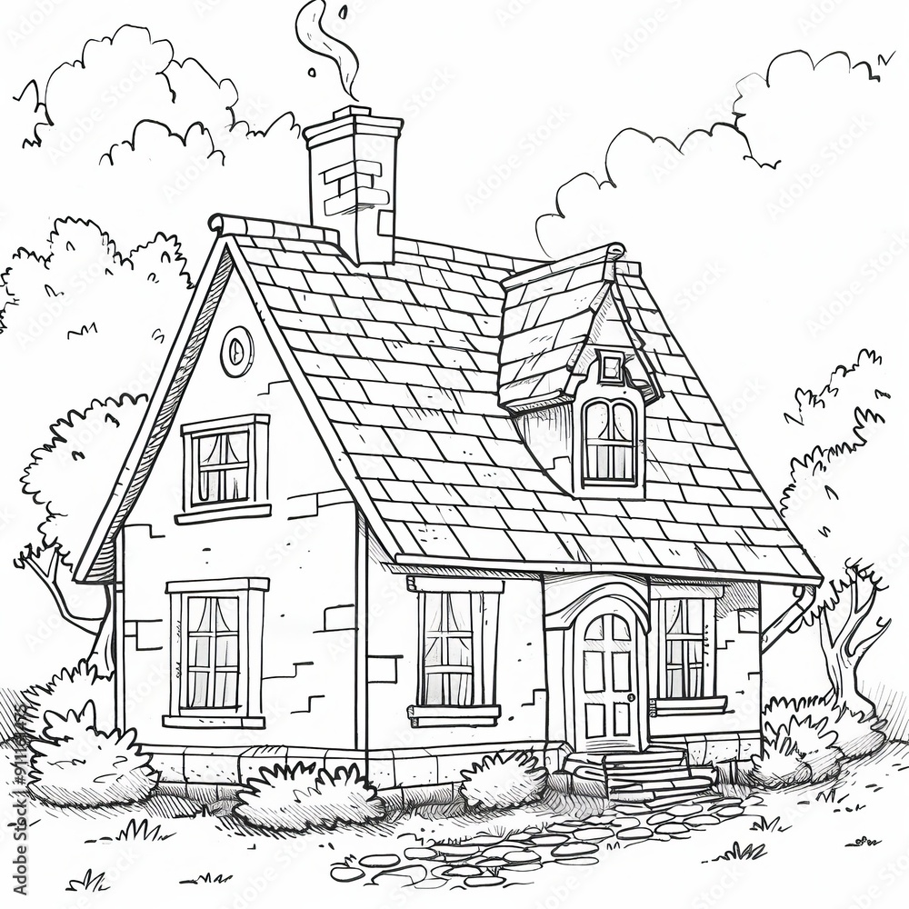 black and white house outline for coloring , free printable house ...