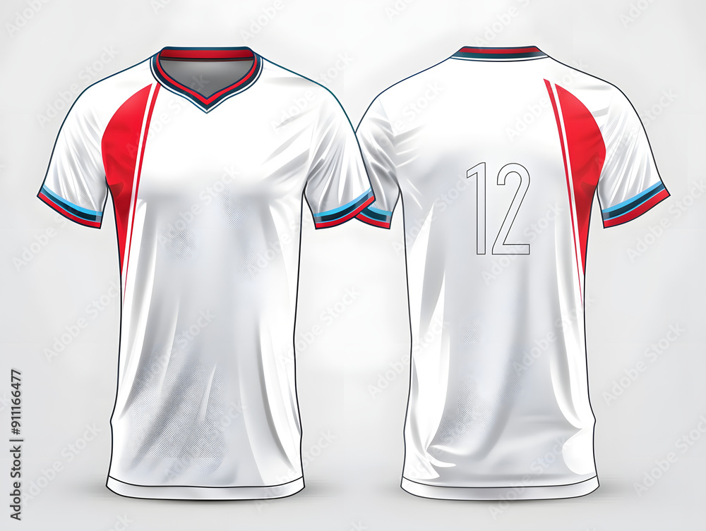 Blank white sports shirt jersey design template with numbering and ...