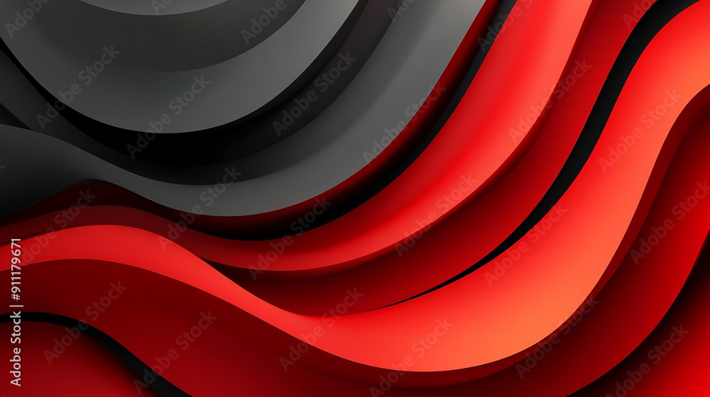 Abstract red black waves design with smooth curves and soft shadows on ...