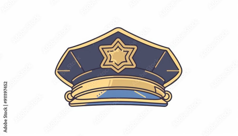 Police Officer Hat Illustration Featuring Traditional Design and Iconic ...
