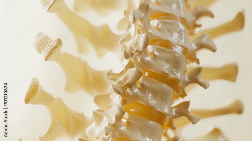 3d rendering of a healthy human spine showing the vertebrae, spinal ...