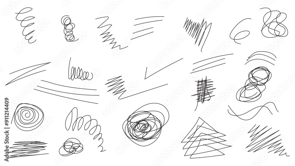 Vector pencil scribble pen line stroke. Hand drawn graffiti grunge ...