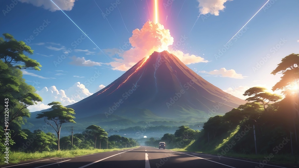 Realistic anime style of an attraction in costa rica aesthetic ...