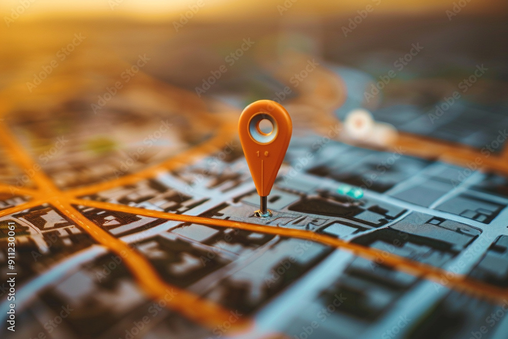 GPS navigator pointer on city map navigation logistics geography ...