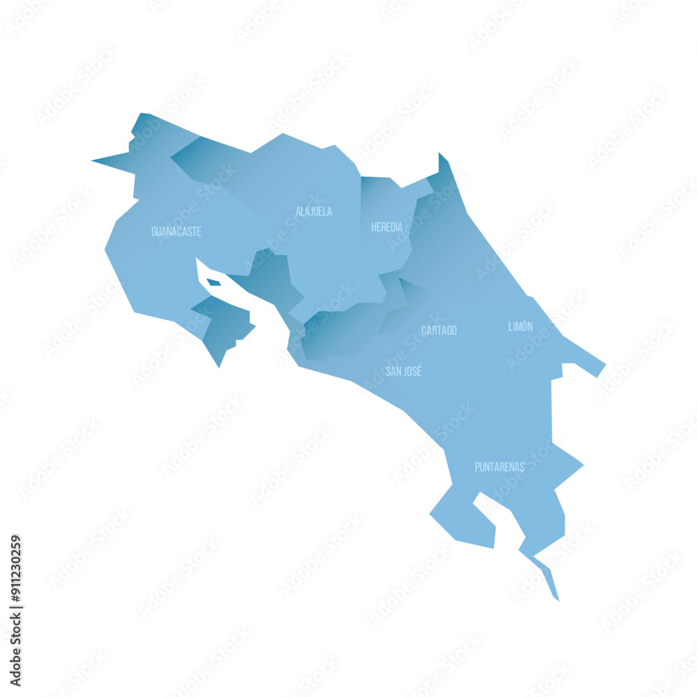 Costa Rica political map of administrative divisions - provinces ...