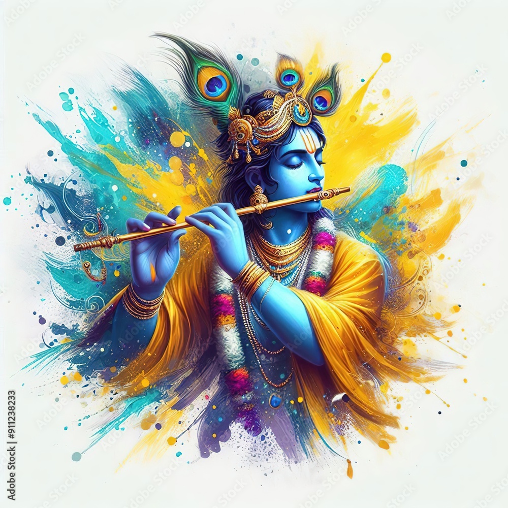 illustration of Happy Janmashtami festival of India, Lord Krishna ...