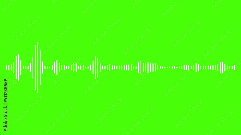 White and black audio visualization green screen, Sound wave animation ...