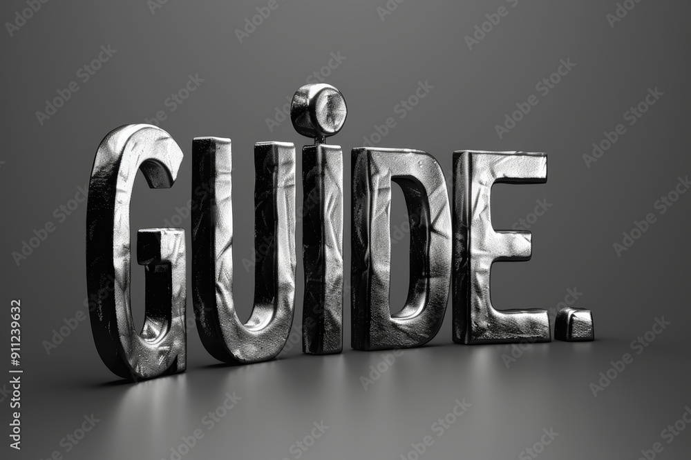 The Ultimate Guide: Bold metallic 3D text "GUIDE" commands attention ...