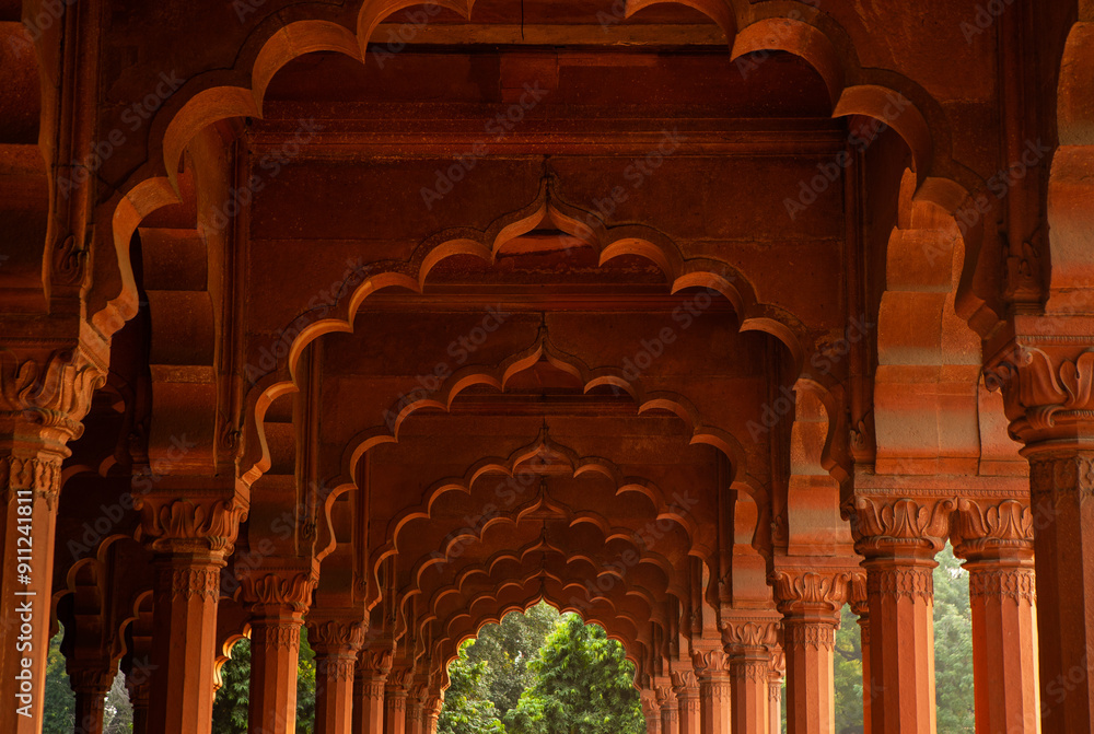Lal Qila, the Red Fort in Delhi. Constructed in 1639 by the fifth ...