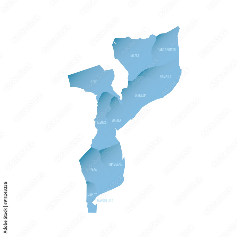 Mozambique political map of administrative divisions - provinces and ...
