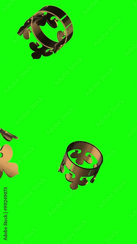 Green screen chroma key vertical animation of medieval golden crowns ...