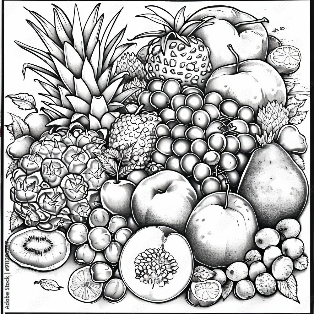 fruit coloring page , printable fruit coloring page , free printable ...