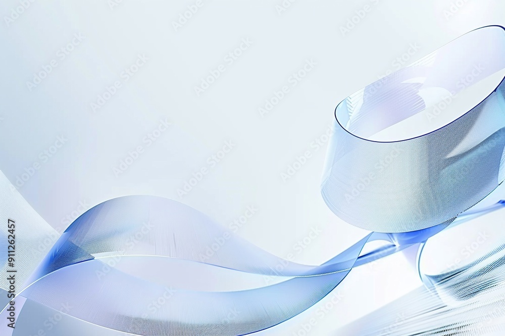 Tech Ribbon: High-definition white background with a light blue ...