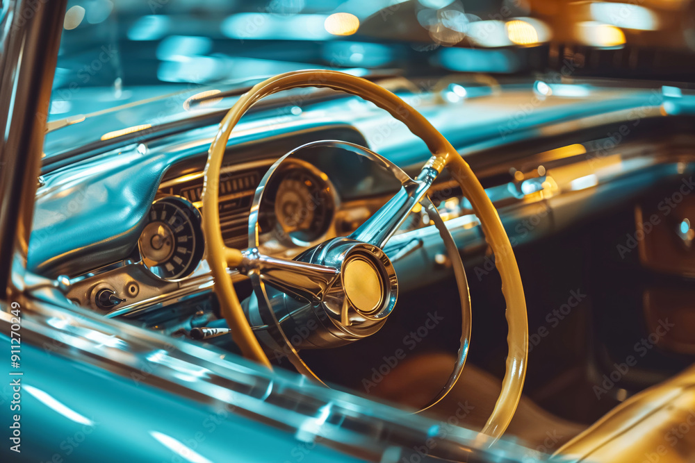 Experience the charm of a bygone era with the vibrant retro steering ...