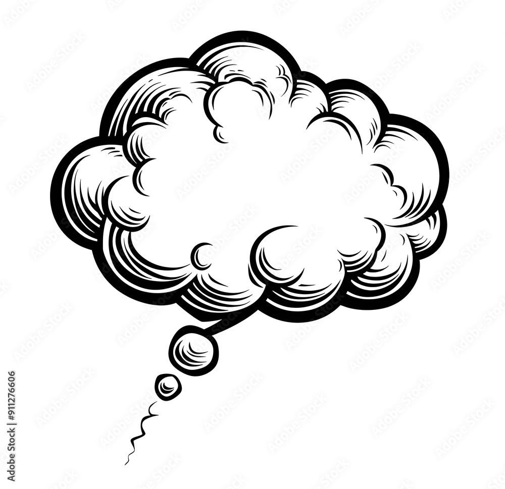 thought bubble, simple vector line art, clipart isolated on white ...