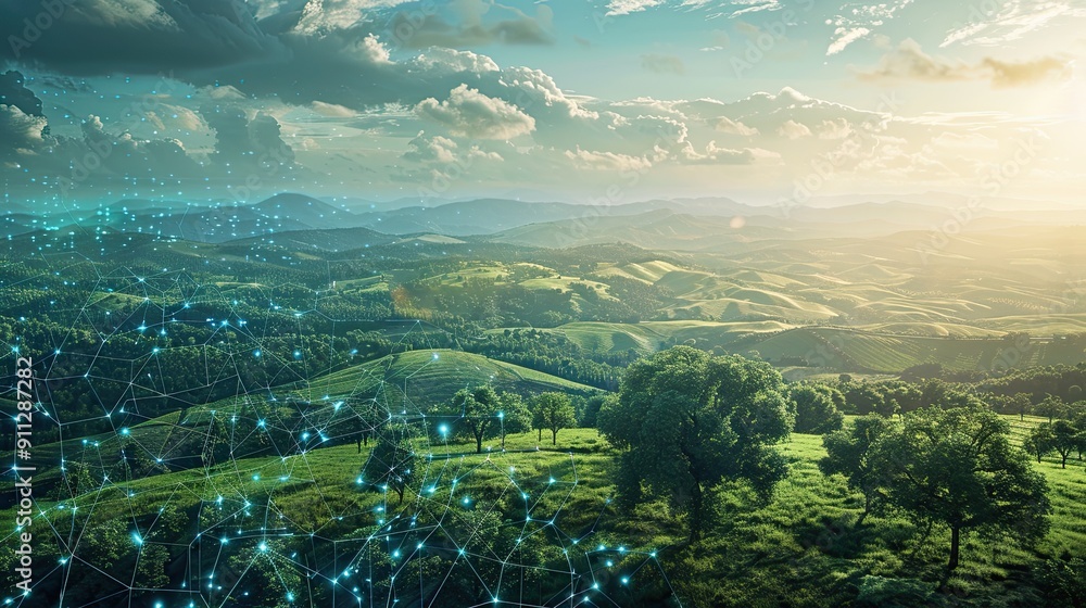 Ultra-realistic AI-generated landscape of a futuristic countryside with ...