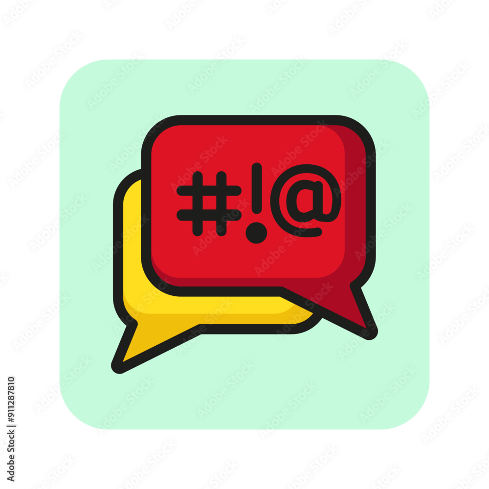 Symbols for replacing swear words in speech bubble line icon. Swearing ...