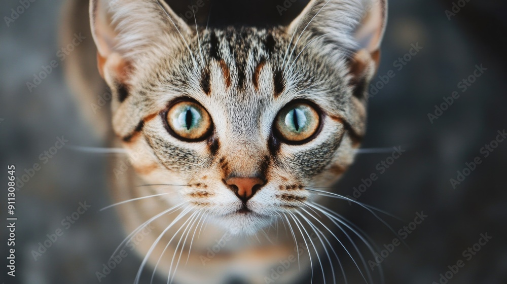 Skeptic surprised cat thinking dont know what to do, big eyes closeup ...